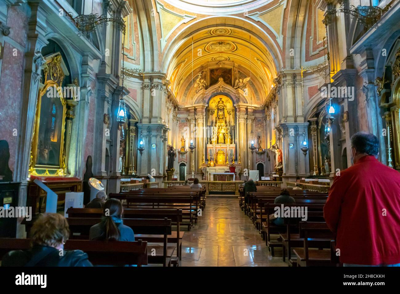 Lisbon, Portugal, Wide Angle View, Historic Portuguese Catholic Church ...