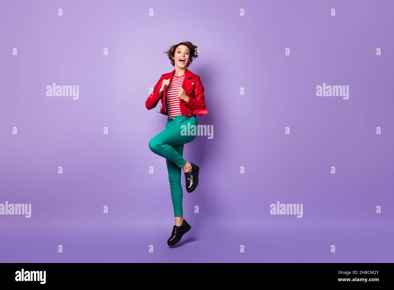 Full body photo of young excited girl happy positive smile have fun ...