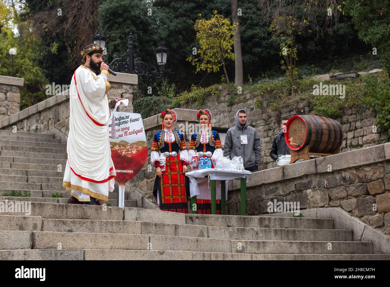 Plovdiv, Bulgaria - November 26, 2021: Young wine parade in the Old ...