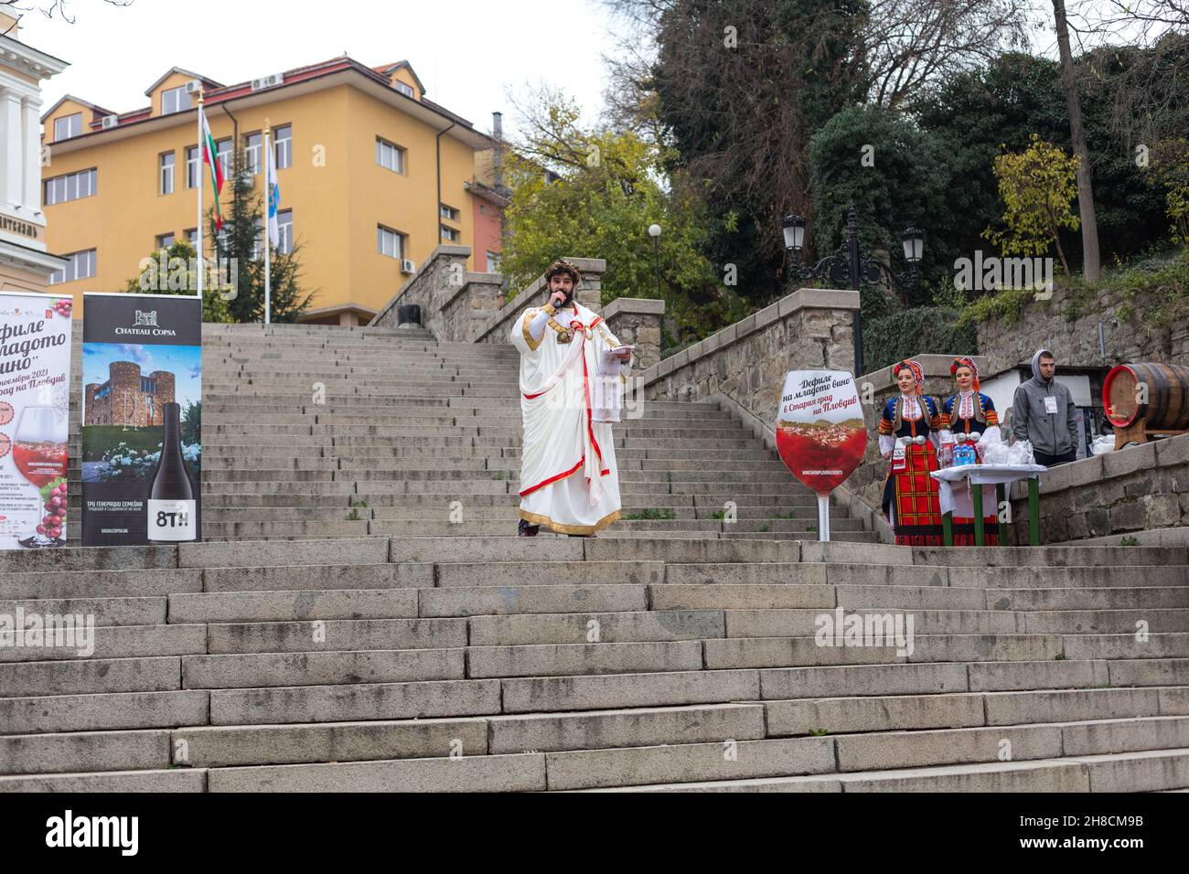 Plovdiv, Bulgaria - November 26, 2021: Young wine parade in the Old ...
