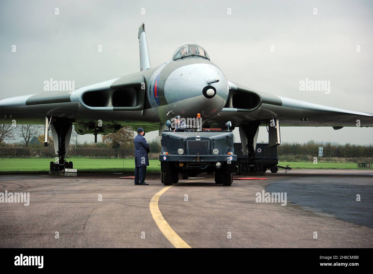 XM655, Aircraft Tug and re-enactors at Wellesbourne Airfield Stock ...