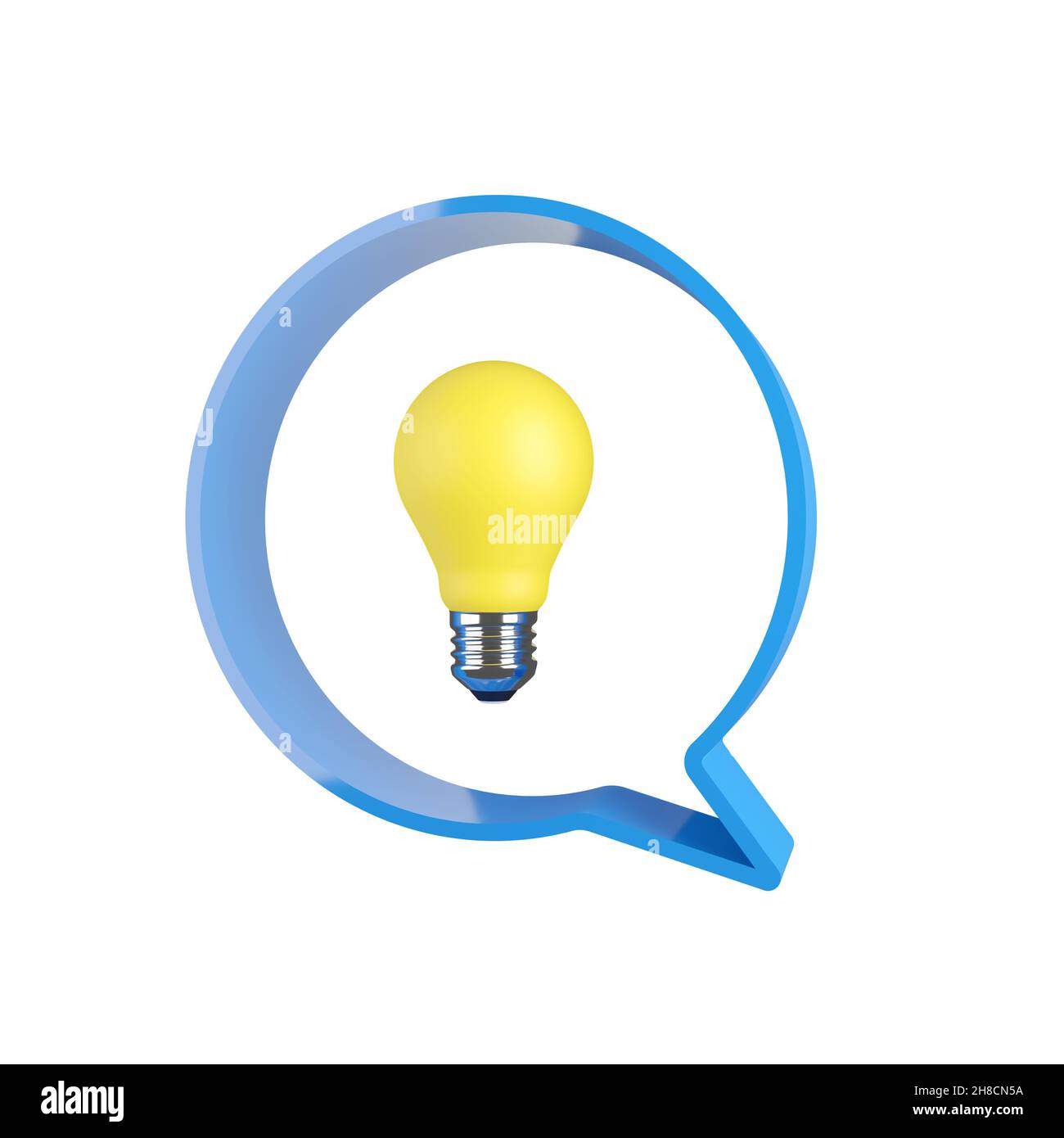 Light bulb in a speech bubble isolated on white background. Idea concept. 3d illustration Stock ...
