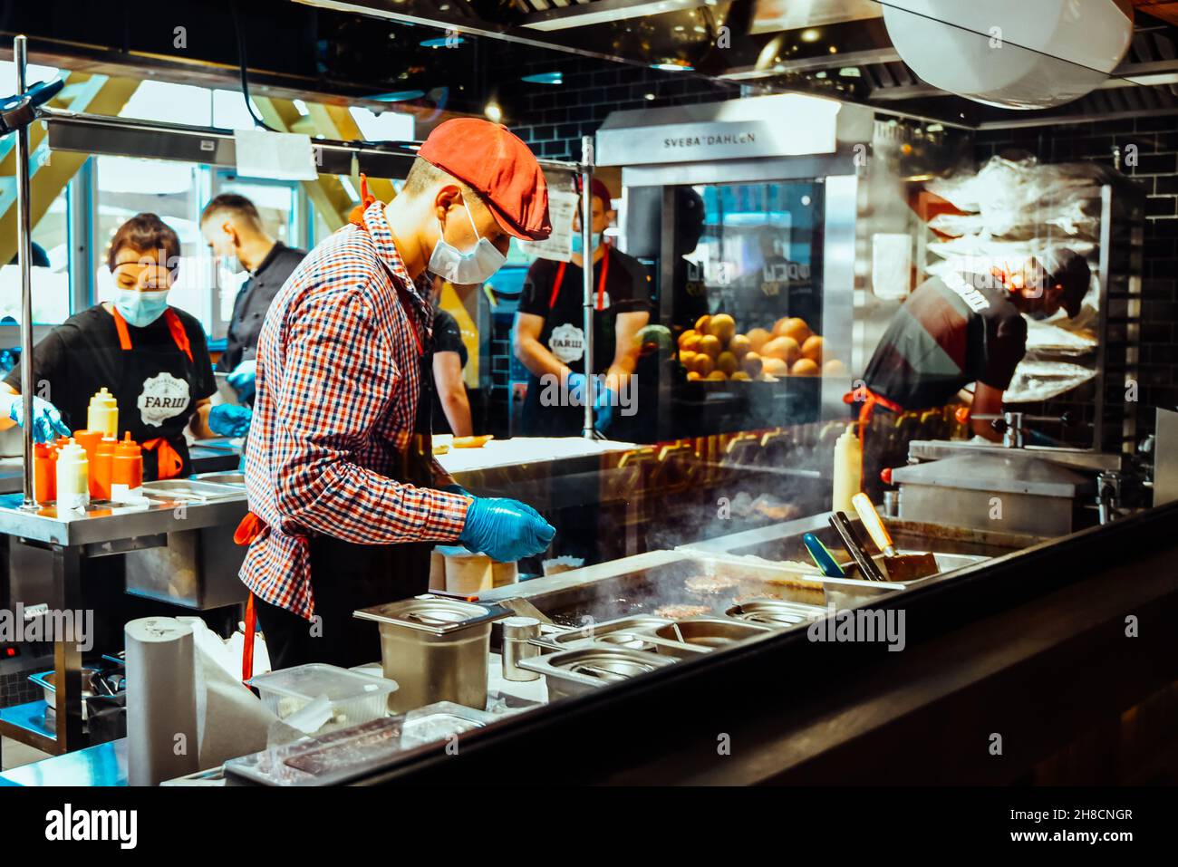 RUSSIA SOCHI 6 November 2021 GASTROPORT food mall background for ...