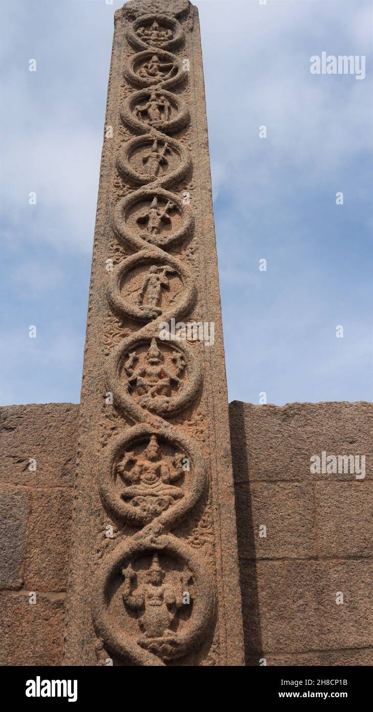 Its one side pillar wall sculpture. This is a completely stone-carved ...