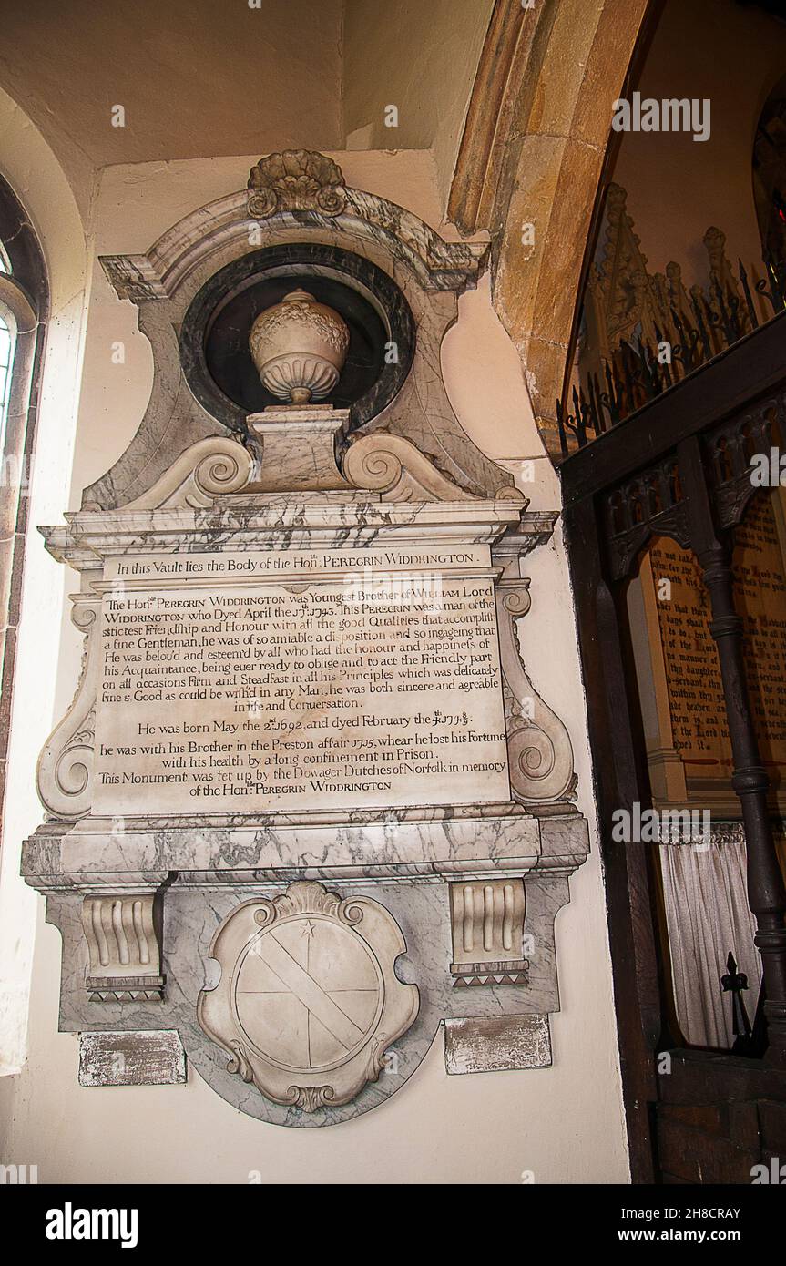 Memorials in All Hallows Church in the village of Great Mitton ...