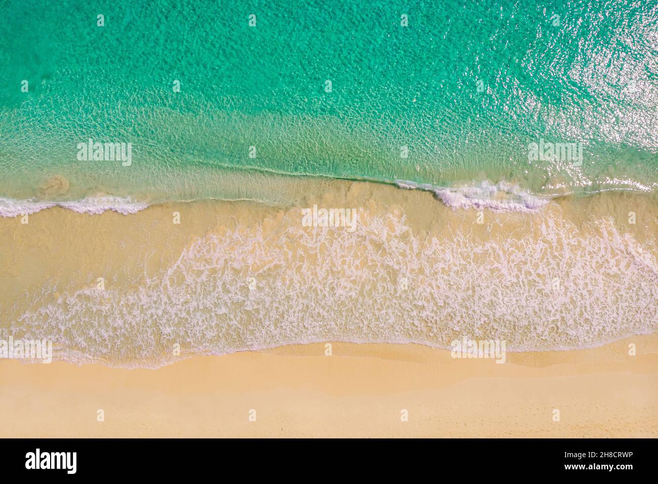 Beach and sea top view. Sand beach with turquoise water. Aerial view of ...