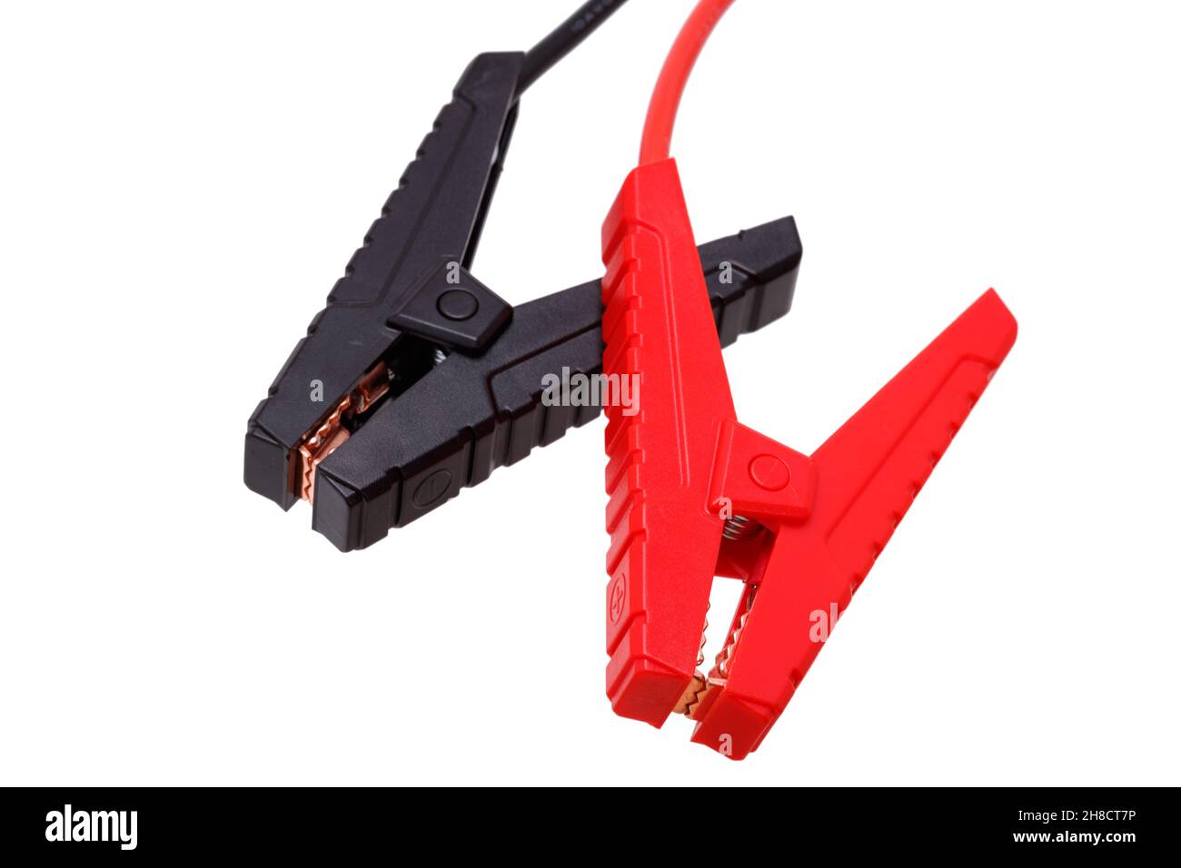 black and red electrical clamps isolated on white background. High ...