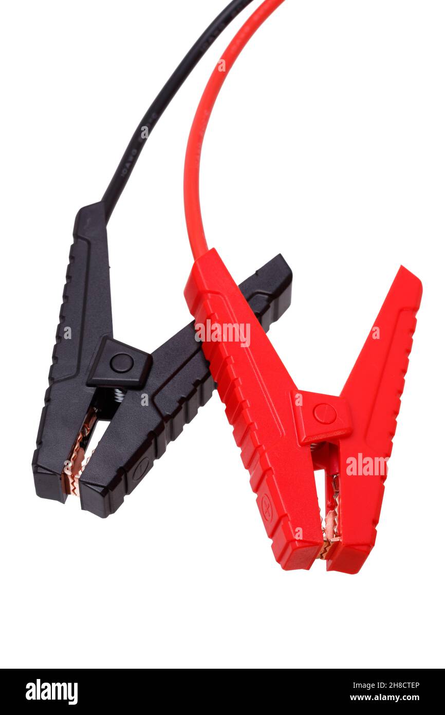 black and red electrical clamps isolated on white background. High ...