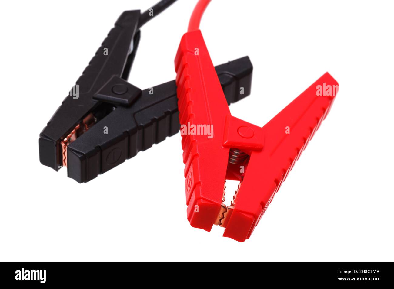 black and red electrical clamps isolated on white background. High ...