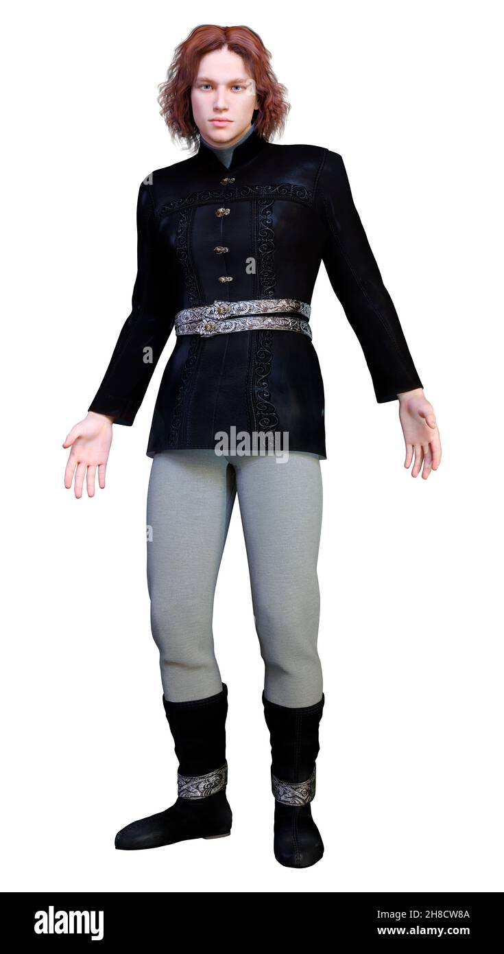 3D rendering of a fairy tale medieval prince isolated on white ...
