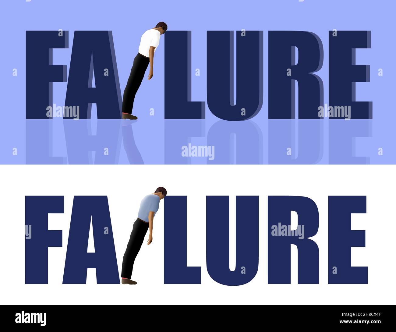 A dejected man overcome by his failure replaces the letter “i” in the ...