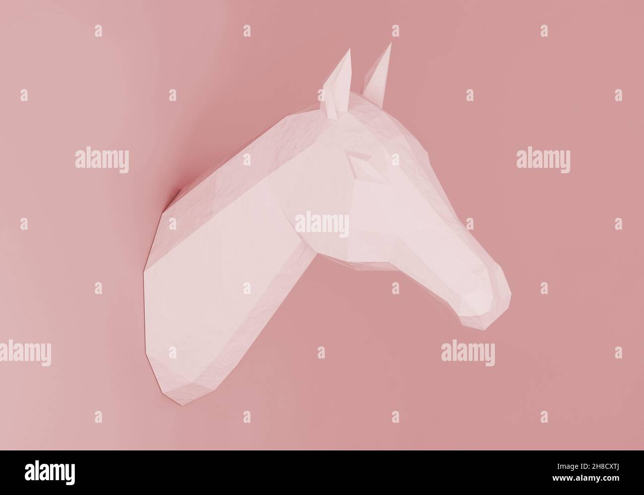 Paper sculpture of a polygonal Horse Trophy, folded paper animal trophy ...