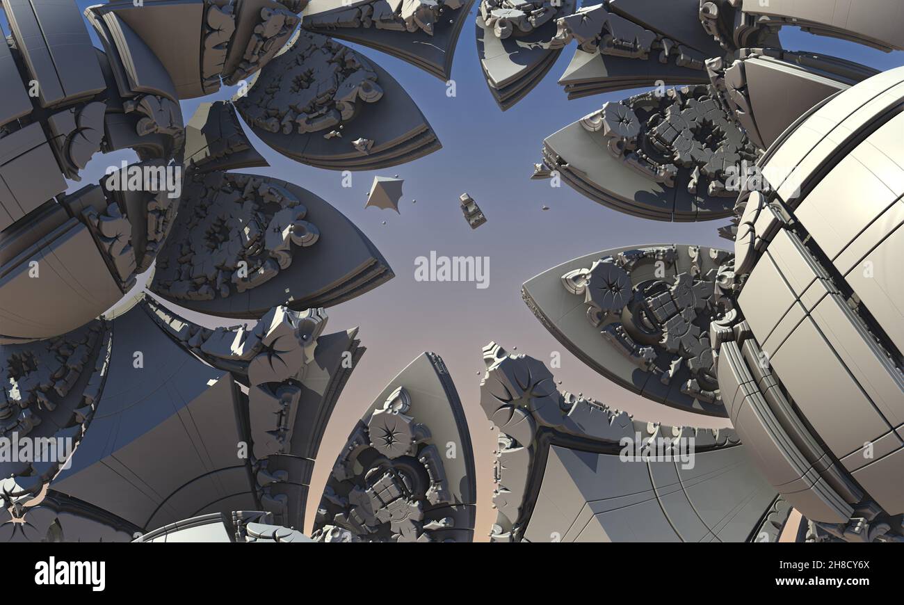 fantastic space construction background, interstellar fractal 3d render ...