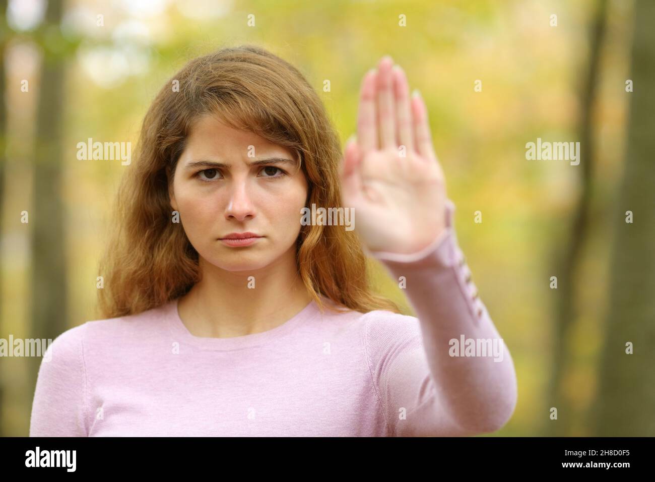 Woman saying stop hi-res stock photography and images - Alamy