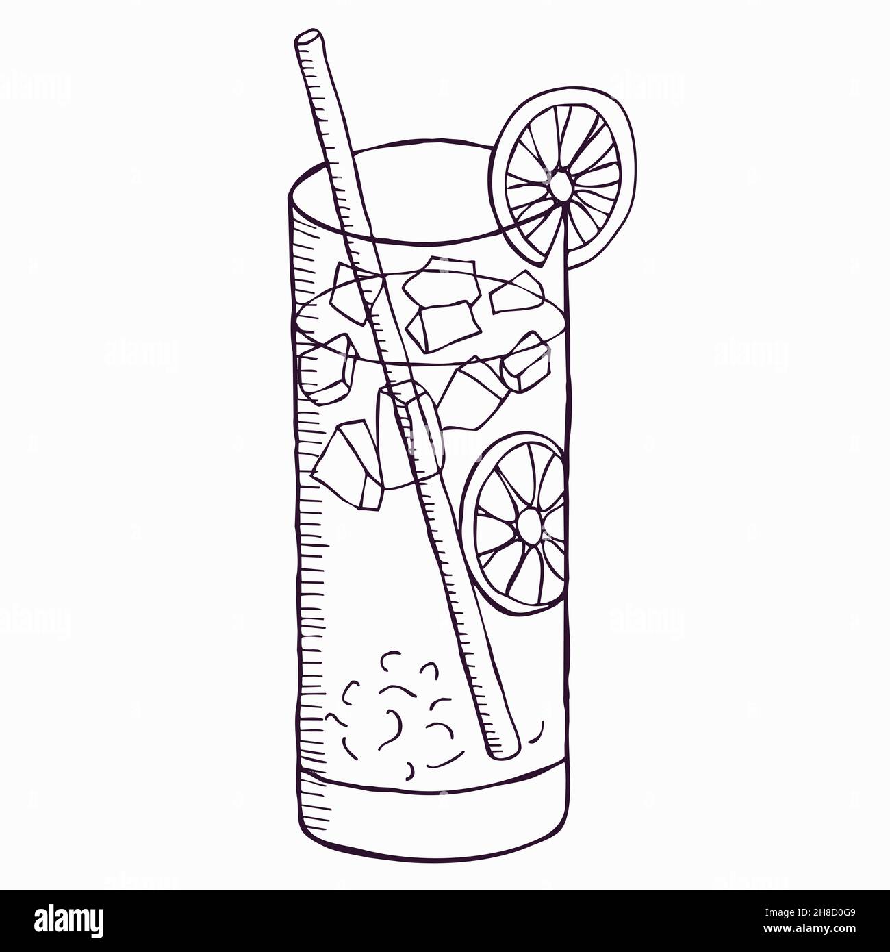 Refreshing orange cocktail isolated on white background. Stock vector ...