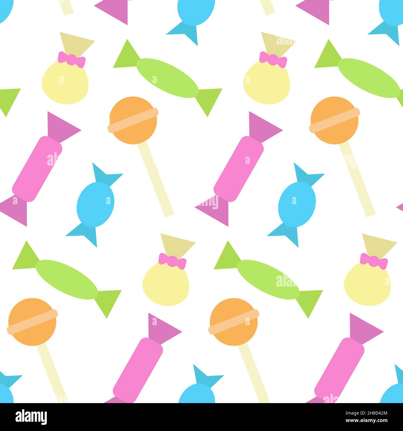 Colorful seamless pattern with different candies and lollipops. Print ...