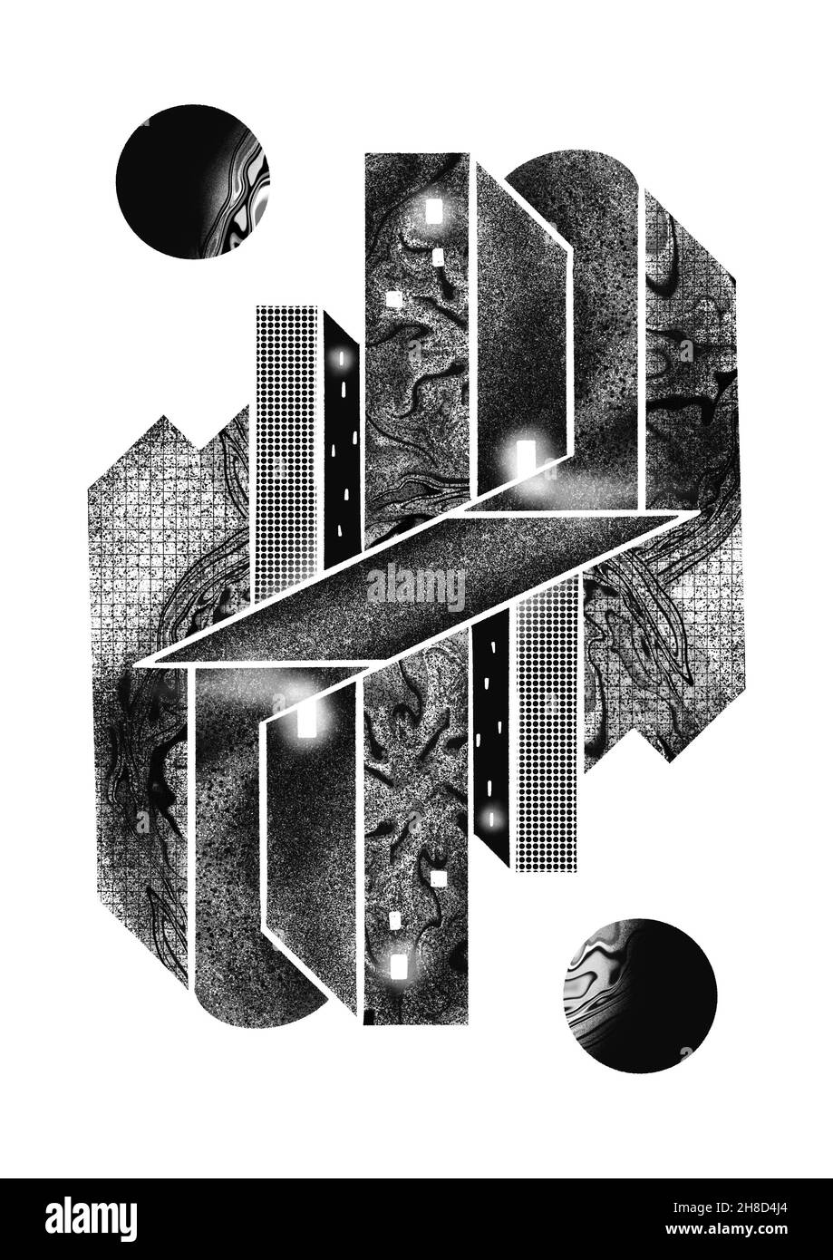 Isometric black and white M.C. Escher Style Stock Photo - Alamy