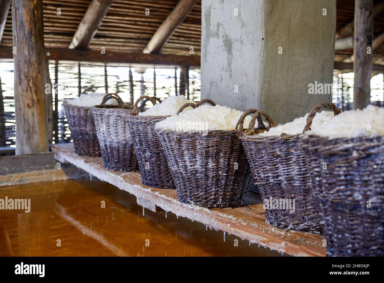 Baskets of salt at Læsø Saltworks (Danish: Læsø Saltsyderi); Læsø ...