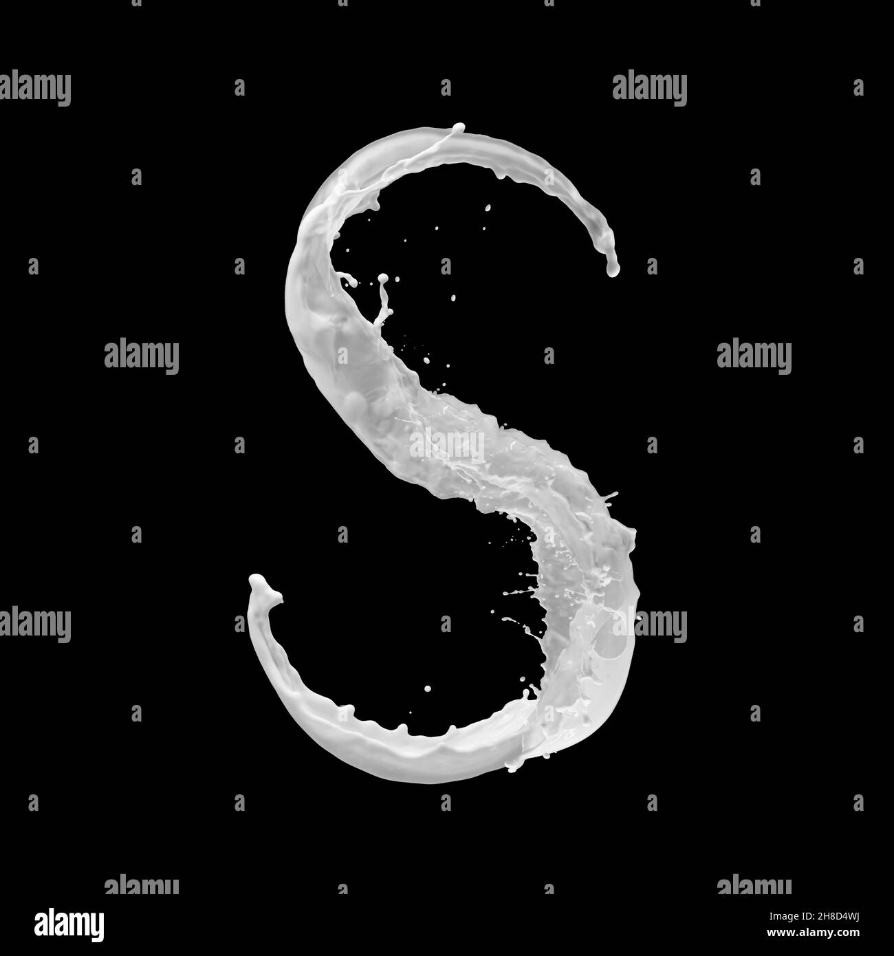 Letter S made of milk splash, isolated on black background Stock Photo ...