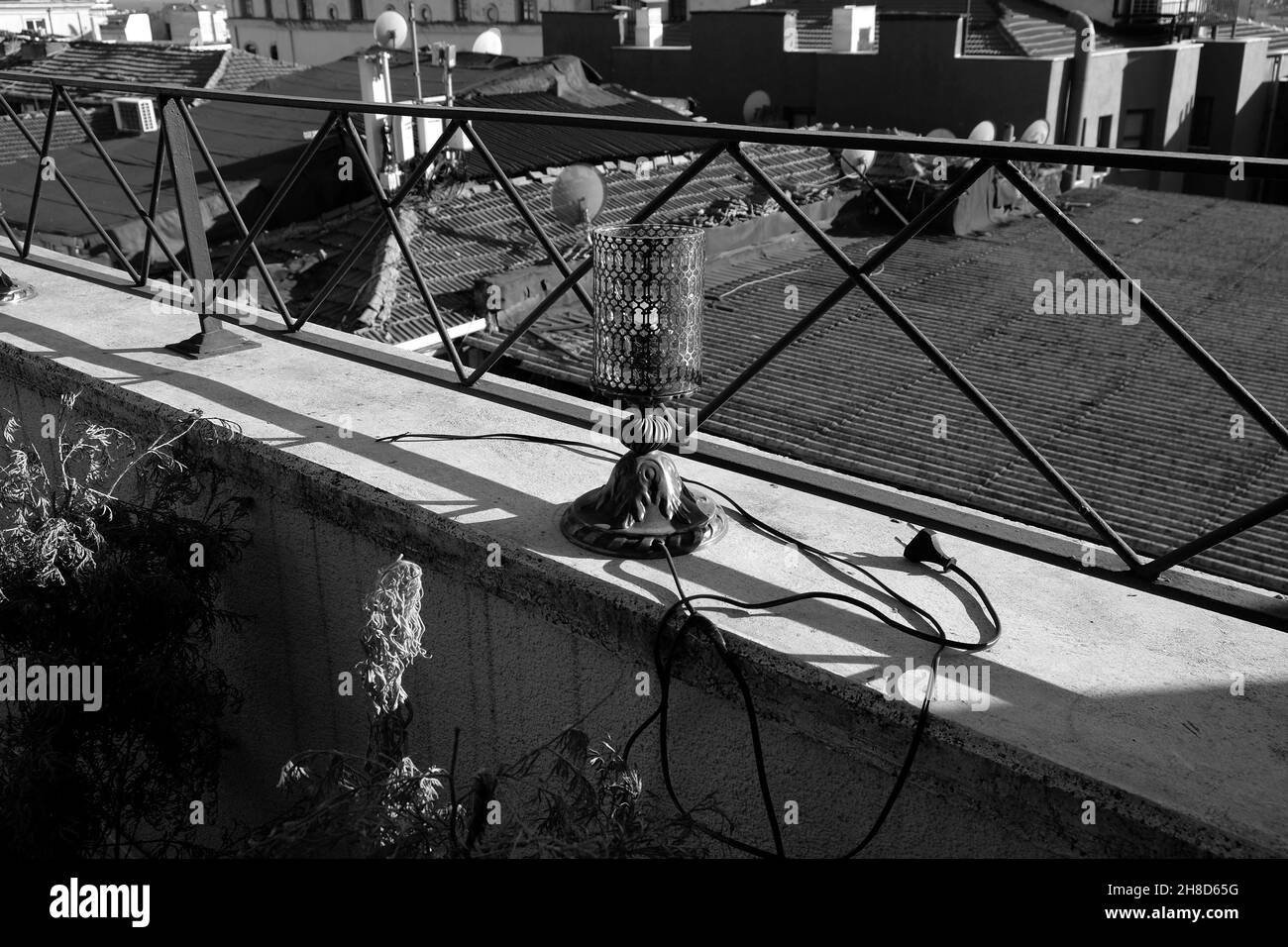 Old balcony railing Black and White Stock Photos & Images - Alamy