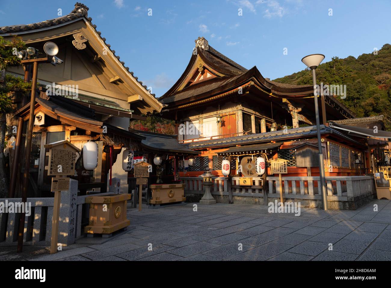 Shinto shrines for "Good luck" and "Successful love" seen inside ...