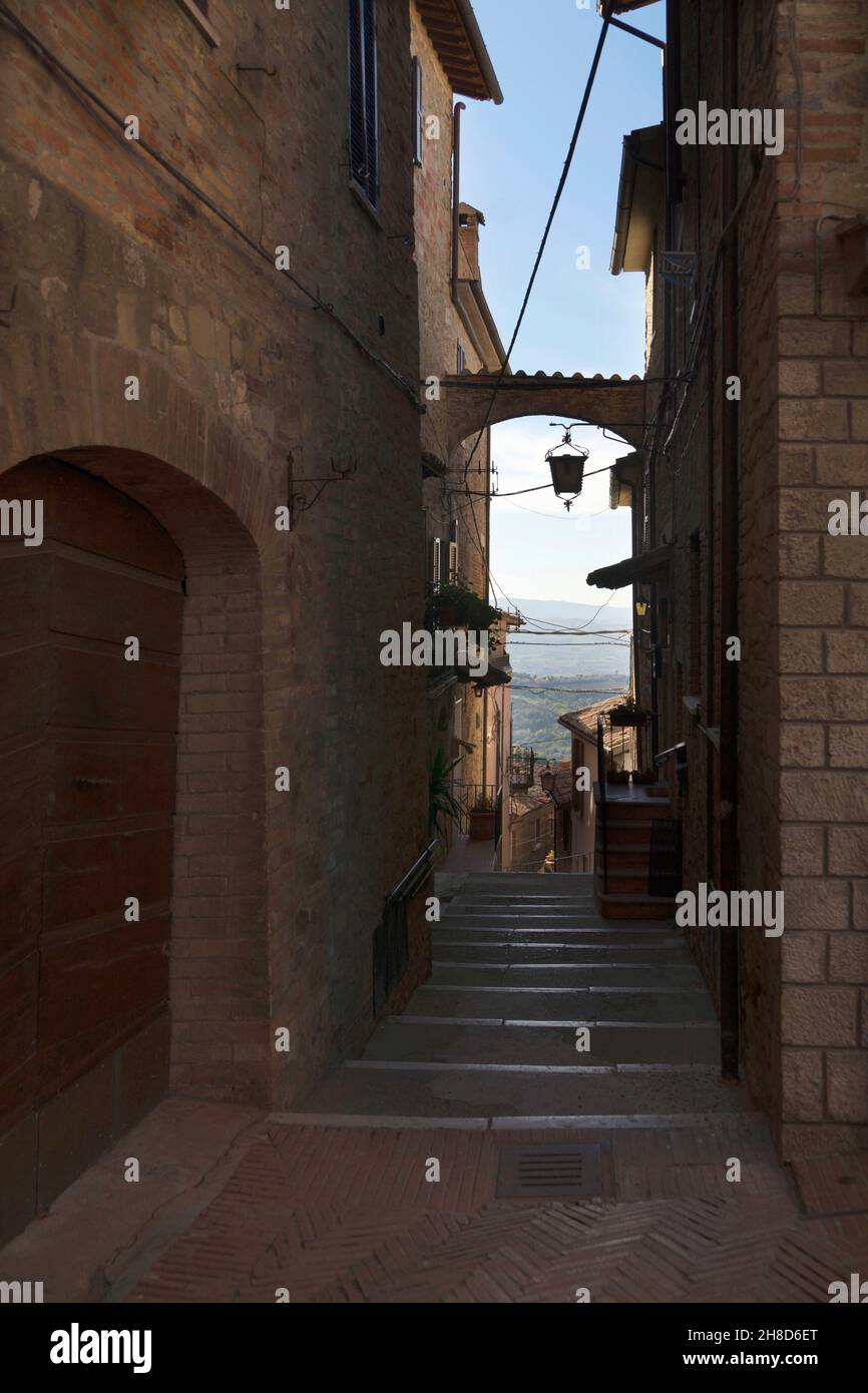 Old Town, Foreshortening, Collazzone, Umbria, Italy, Europe Stock Photo ...