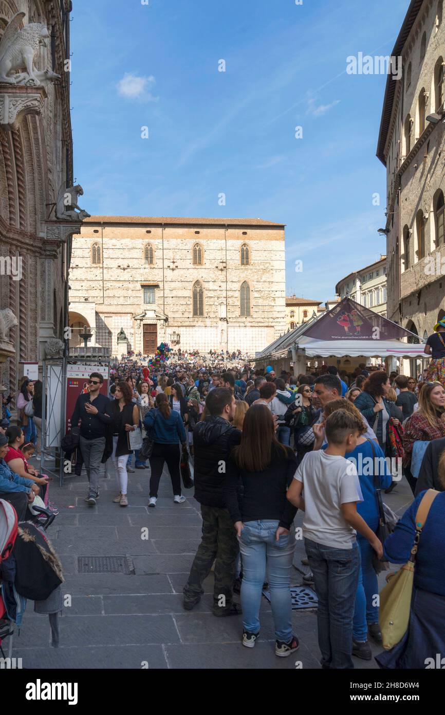 Old Town, Corso Vannucci course, Eurochocolate 2017, Perugia, Umbria ...