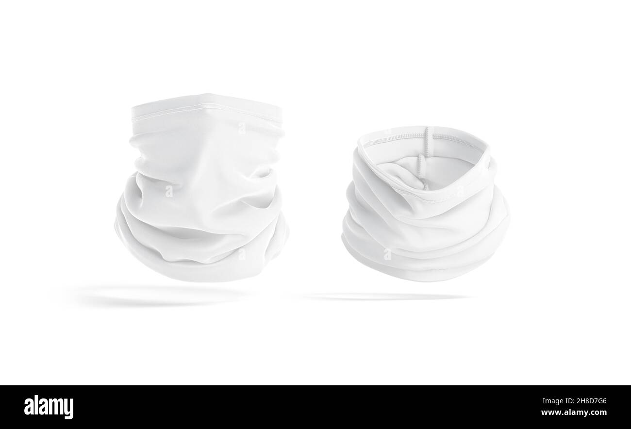Blank white neck gaiter mockup, front view, no gravity Stock Photo - Alamy