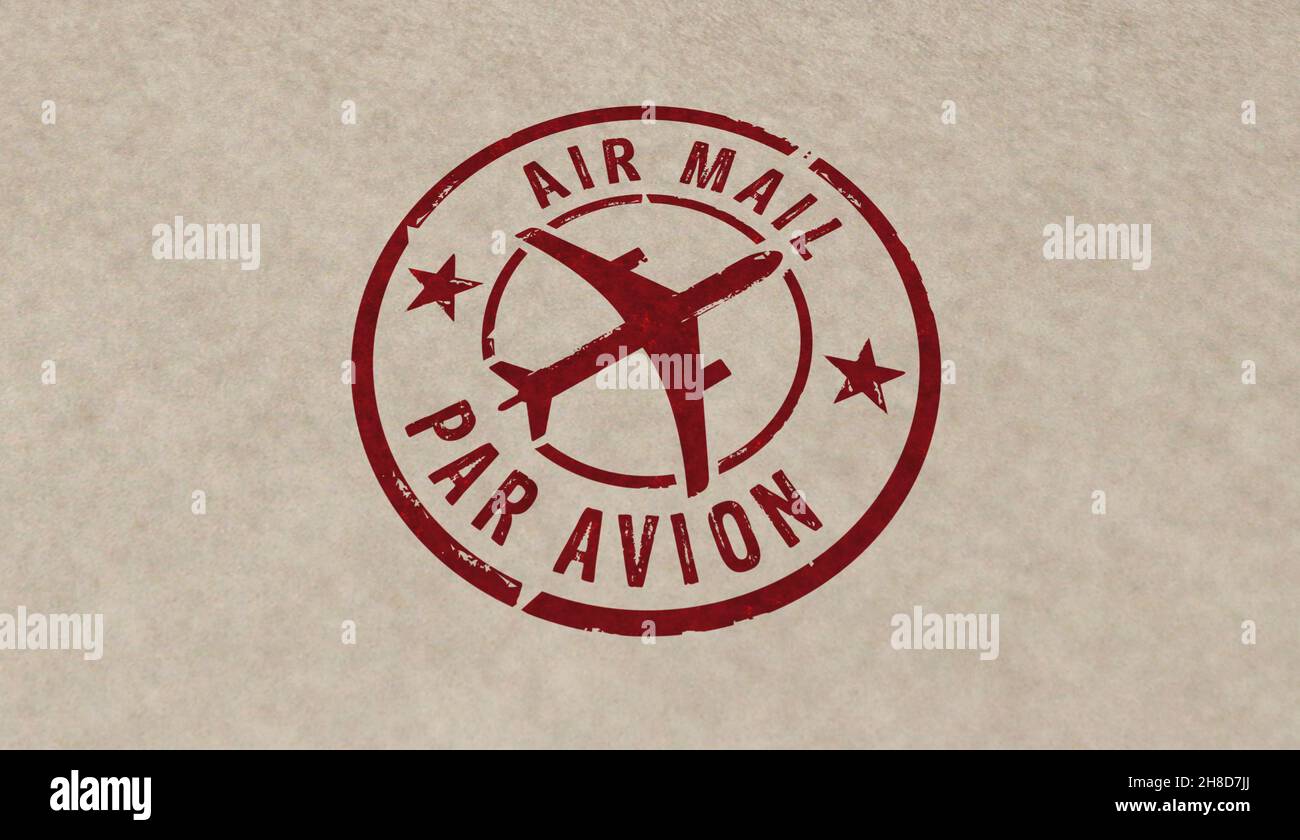 Air Mail stamp icons in few color versions. Retro par avion post letter ...