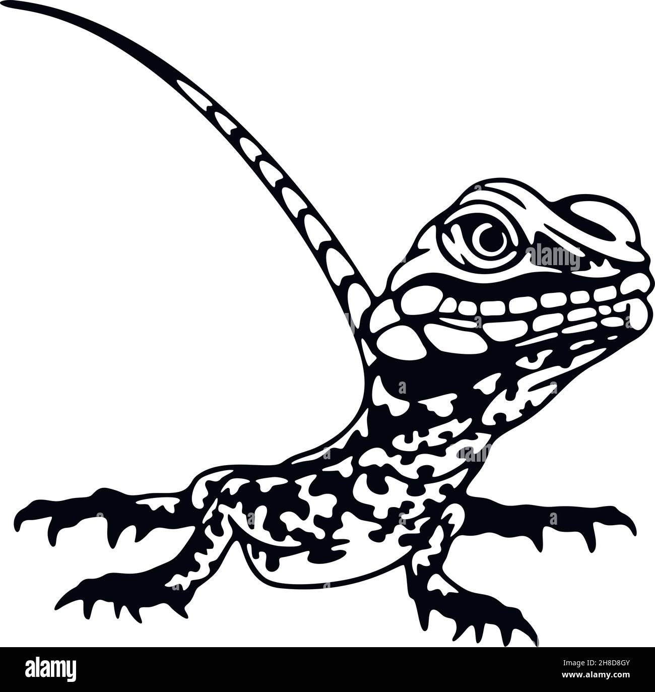 Lizard - Reptiles of the wild. Wildlife stencil. Pet and tropical ...