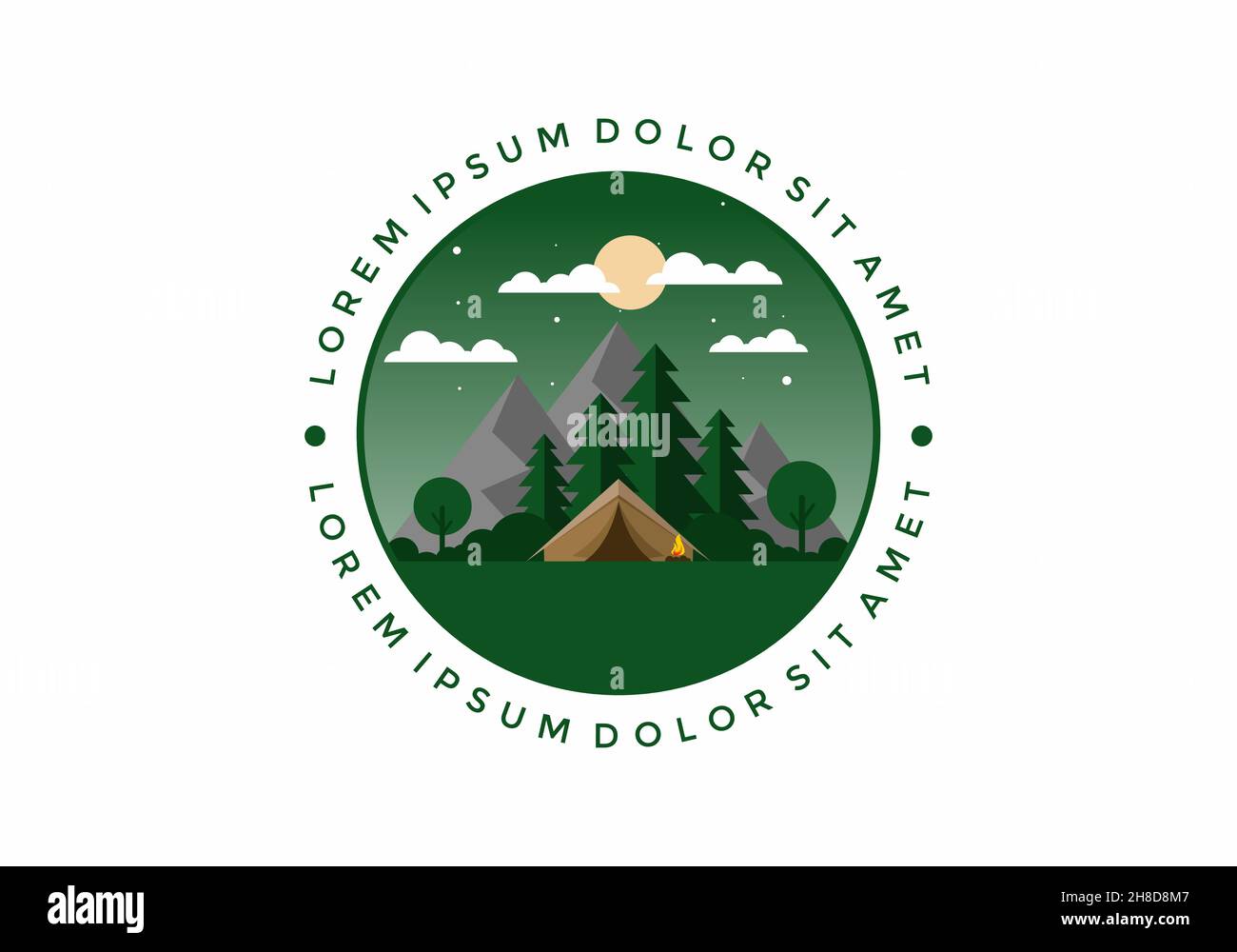 Colorful flat illustration of mountain camping design Stock Vector ...