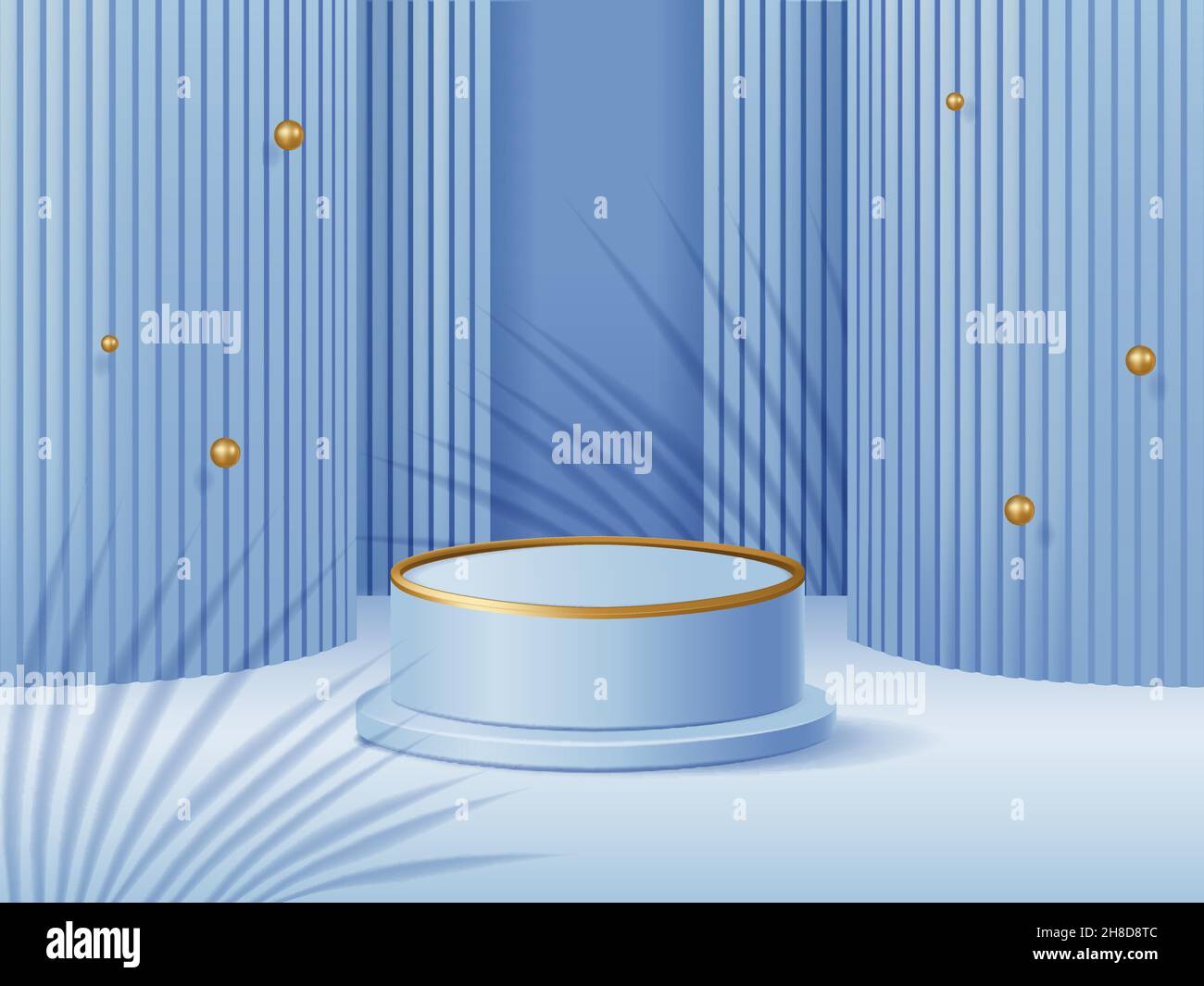 Blue advertisement 3D Prodium with abstract background, realistic ...