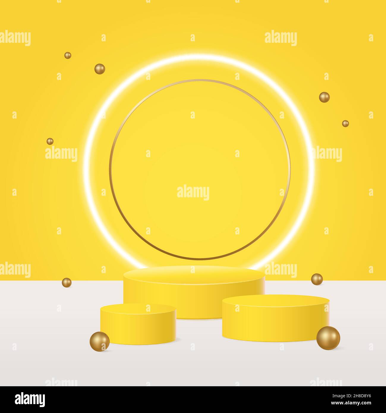 Yellow advertisement 3D Prodium with abstract background, realistic ...