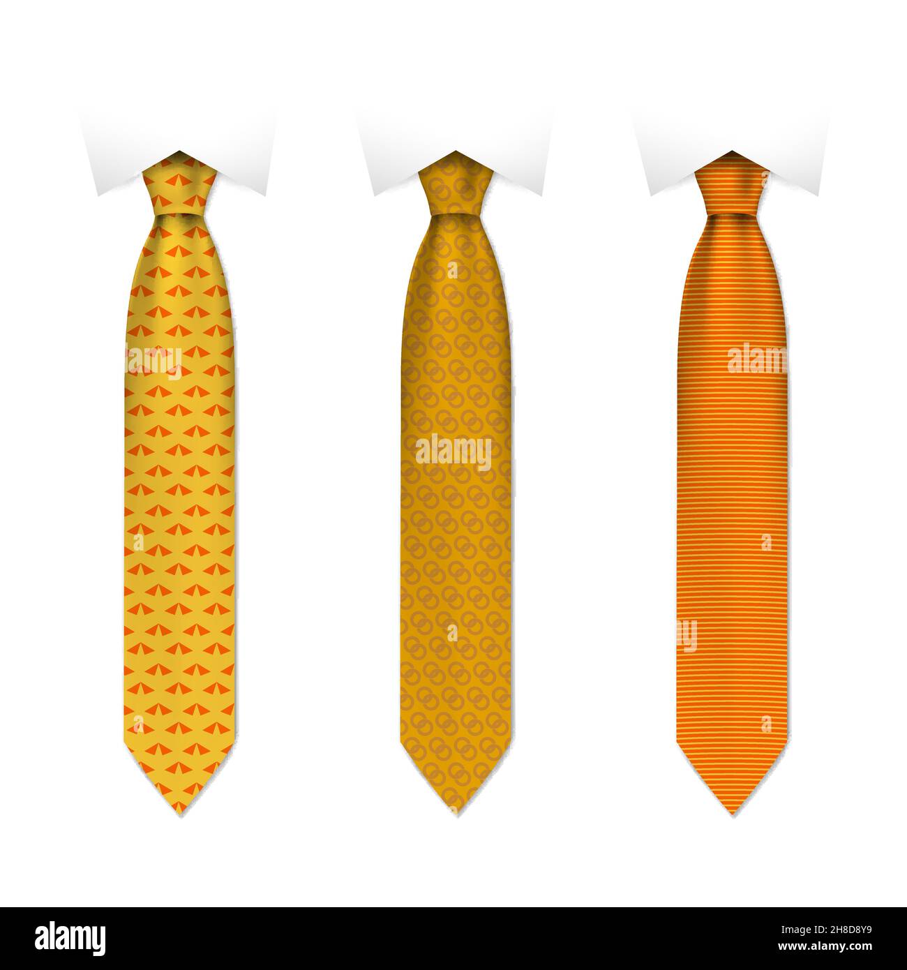 Set of colored men ties on white background, realistic vector ...