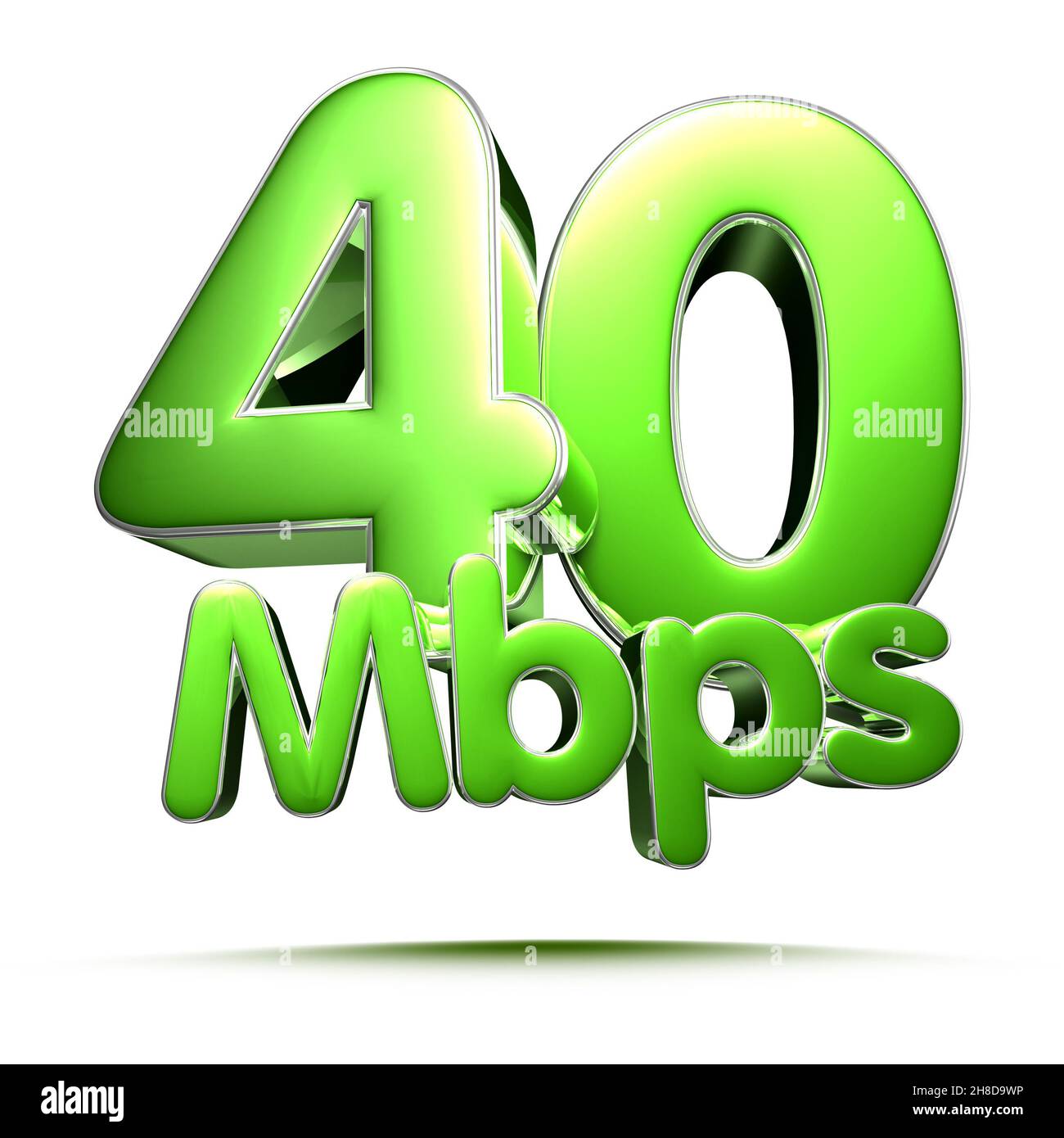 40 Mbps Red 3D illustration on white background with clipping path ...