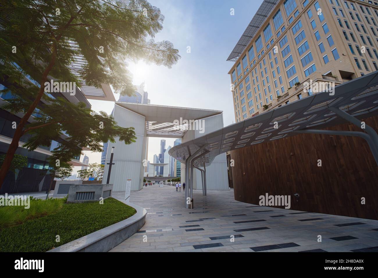 Dubai, UAE 19 February 2021: Dubai city downtown walk. Dubai capital ...