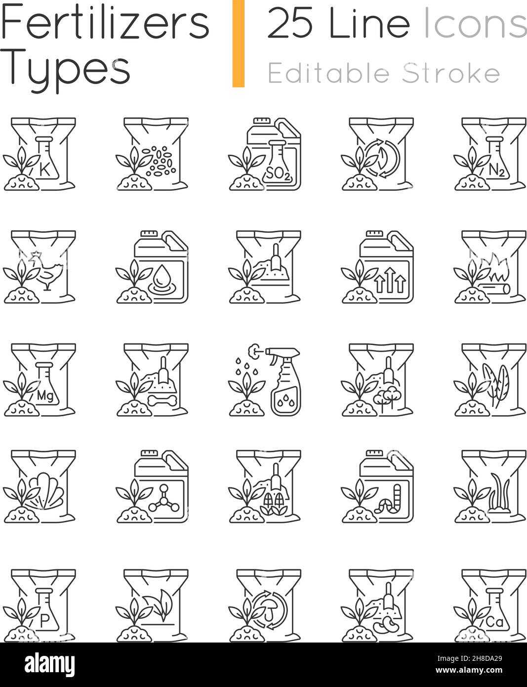 Fertilizers type linear icons set Stock Vector Image & Art - Alamy