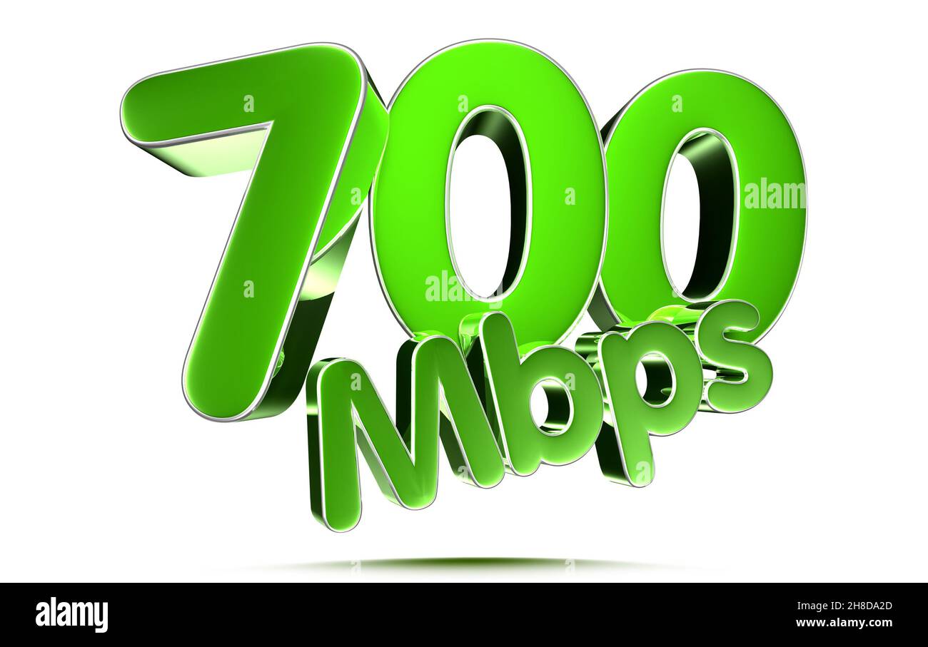 700 Mbps green 3D illustration on white background with clipping path ...
