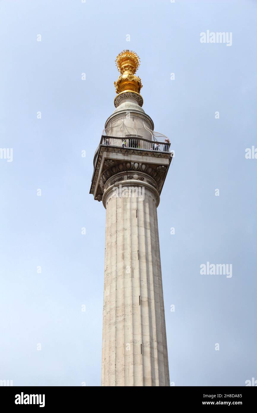 London UK landmark - Monument to the Great Fire of London Stock Photo ...