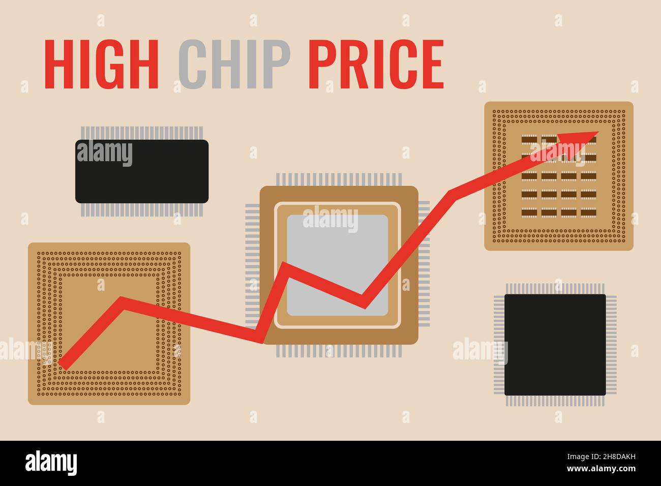 Semiconductor chips price increase graph. Concept of a shortage of ...