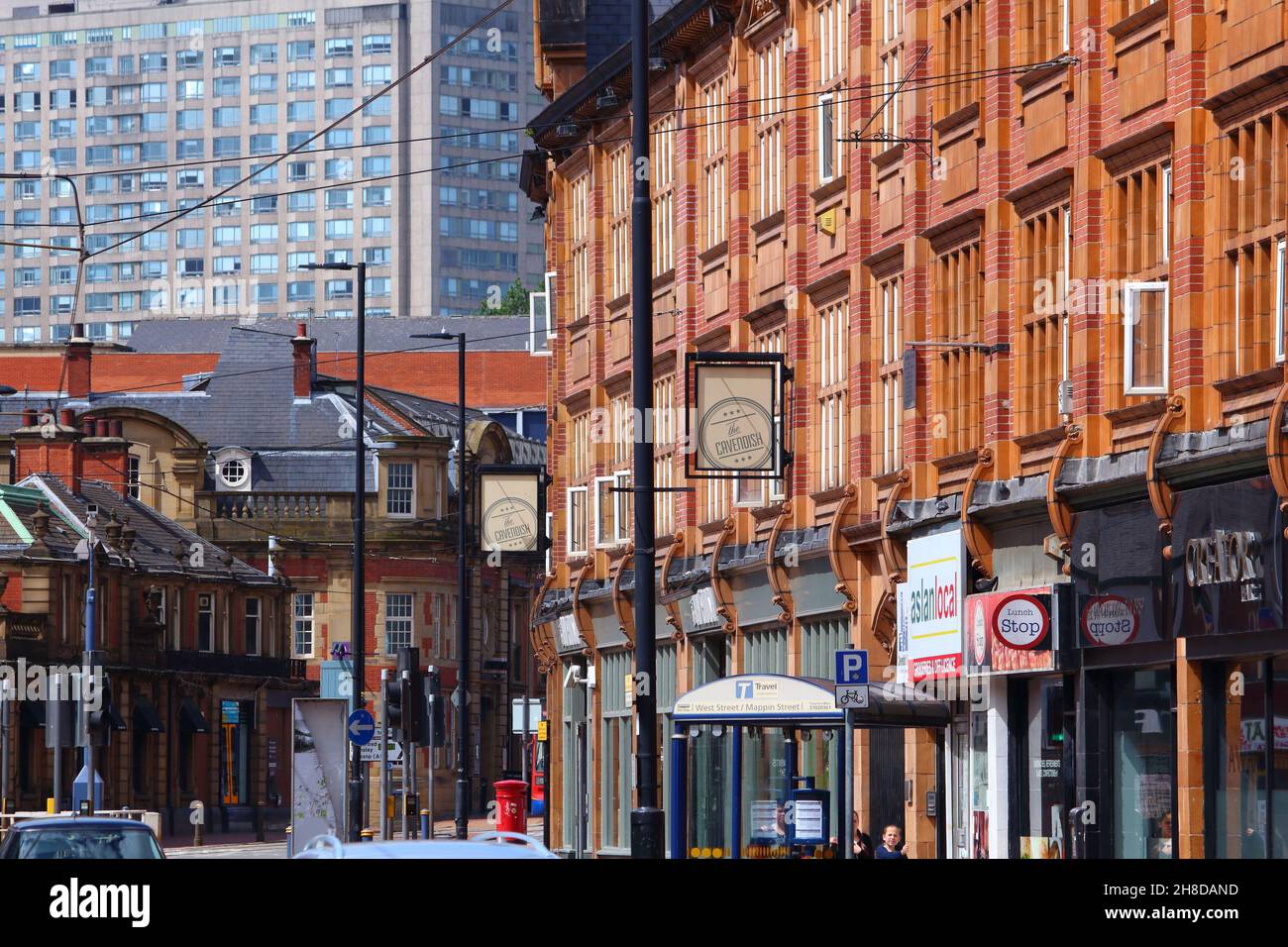 SHEFFIELD, UK - JULY 10, 2016: Street view in Downtown Sheffield ...