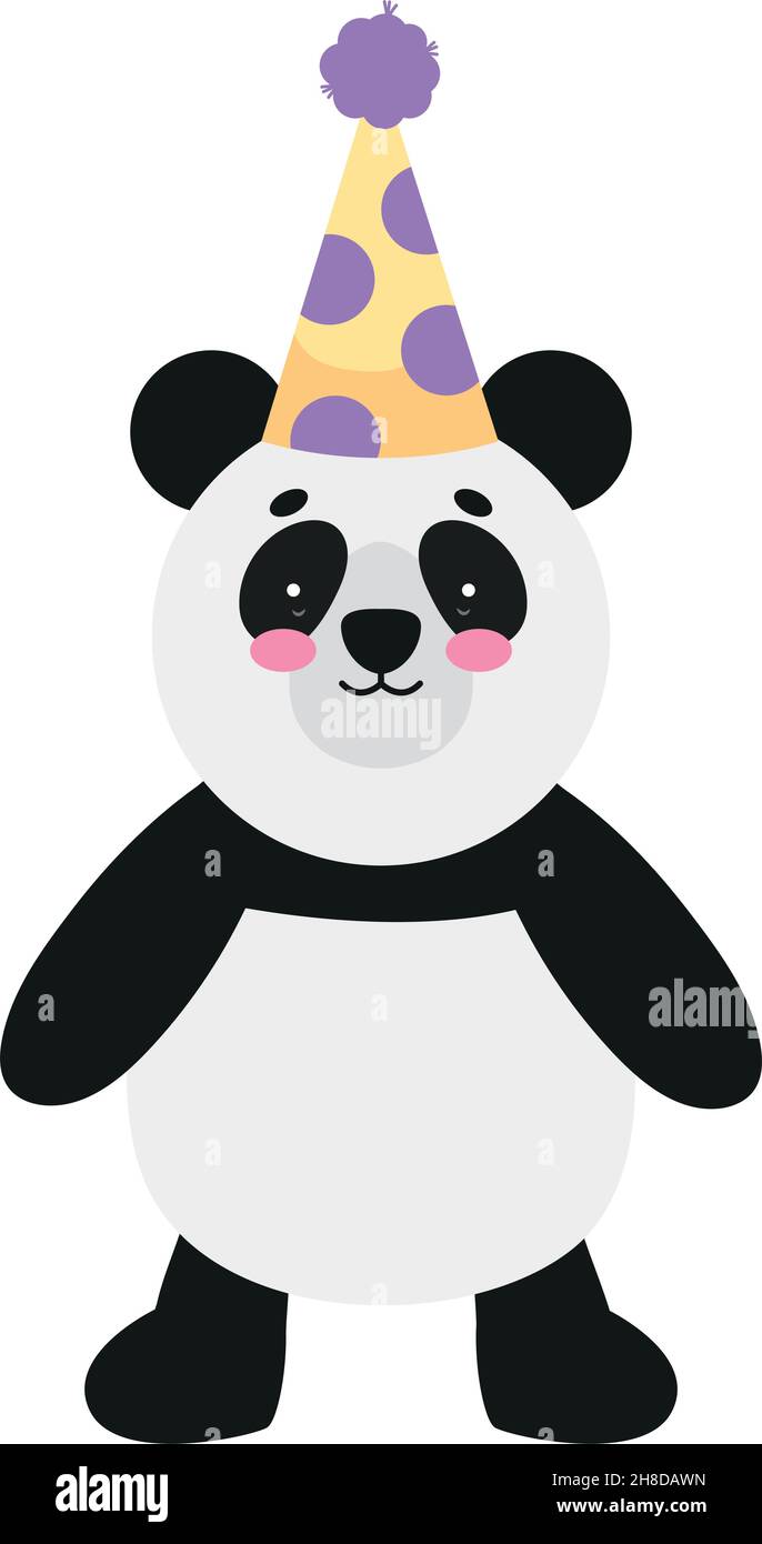 panda bear with birthday hat Stock Vector Image & Art - Alamy