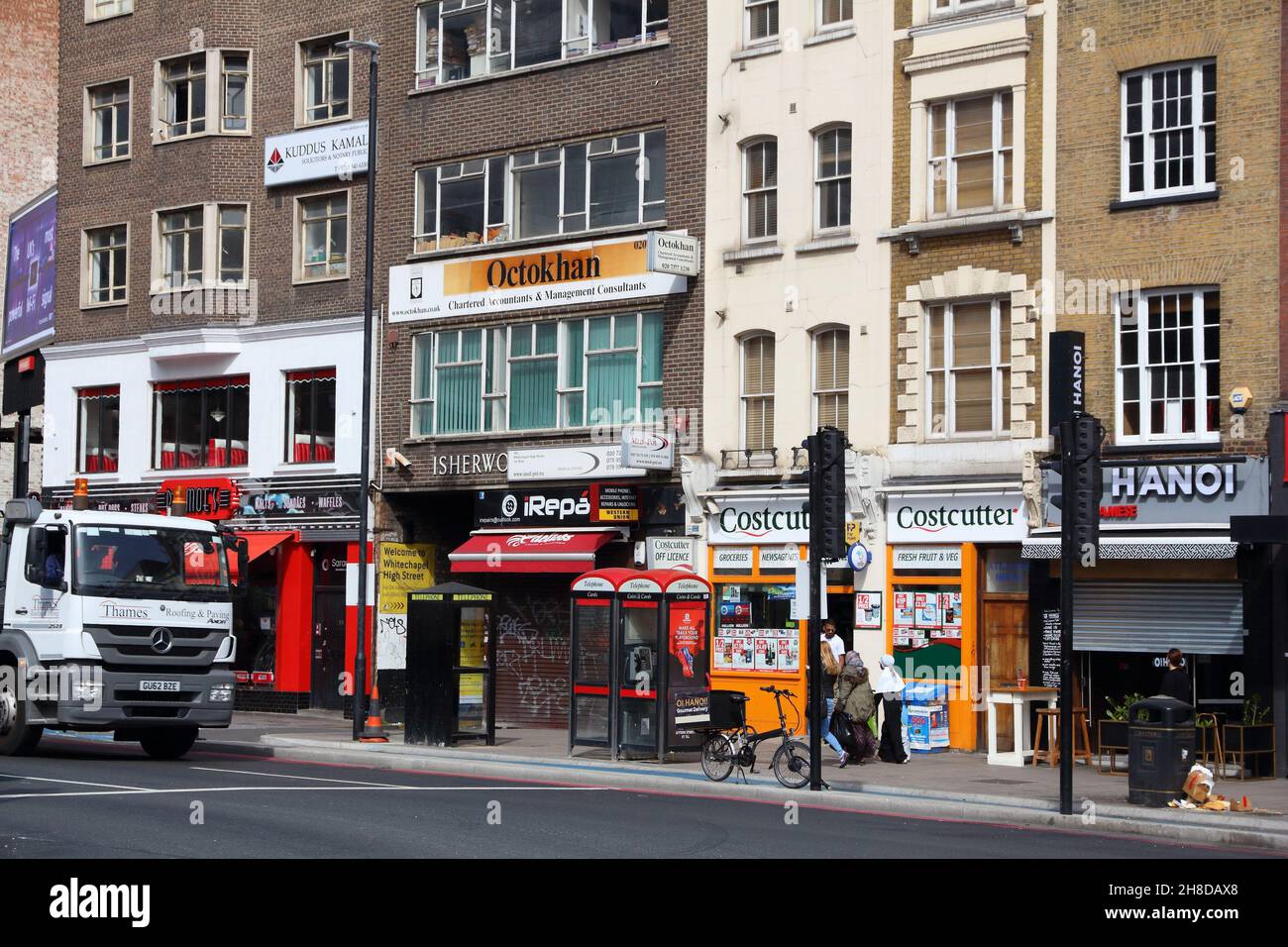 LONDON, UK - JULY 7, 2016: People visit Aldgate area in Whitechapel ...