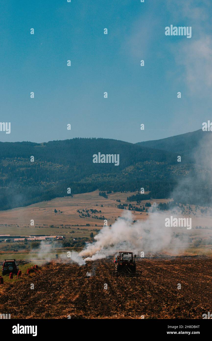 Agricultural works in the field in Romania Stock Photo - Alamy