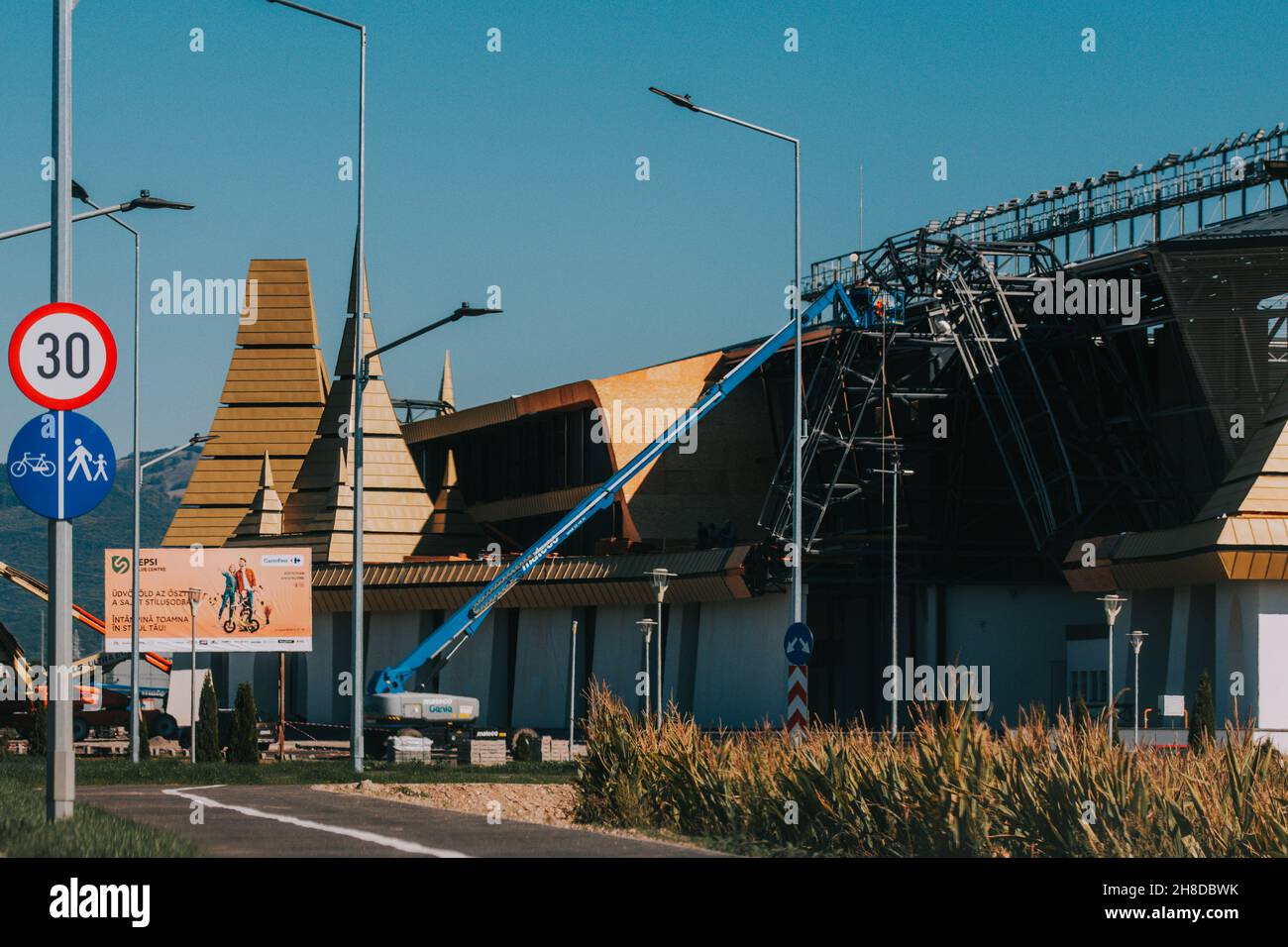 SFANTU GHEORGHE, ROMANIA - Sep 23, 2021: The new stadium Sepsi Osk ...