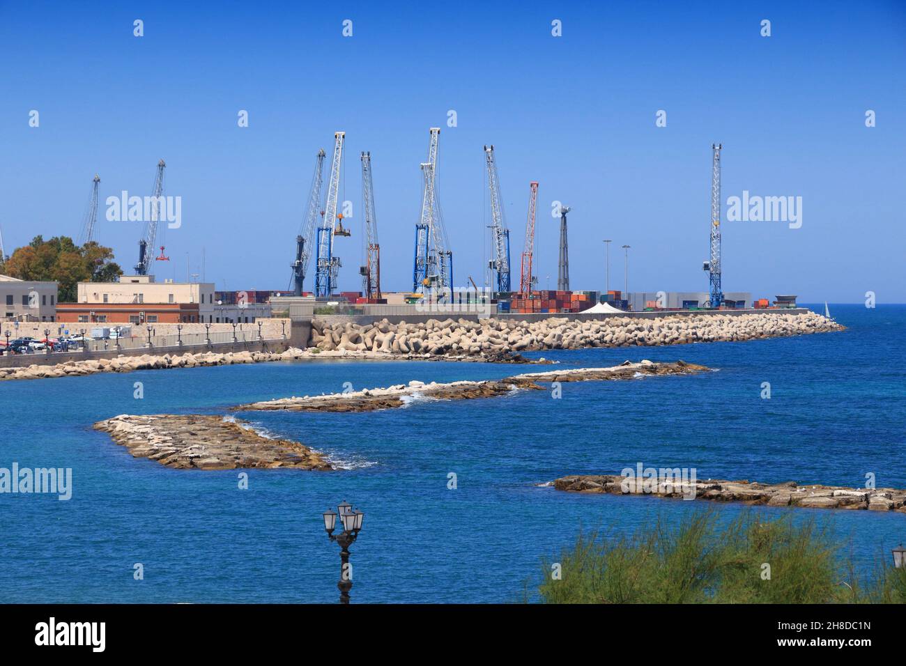 Transportation infrastructure in Italy. Seaport of Bari in Apulia ...
