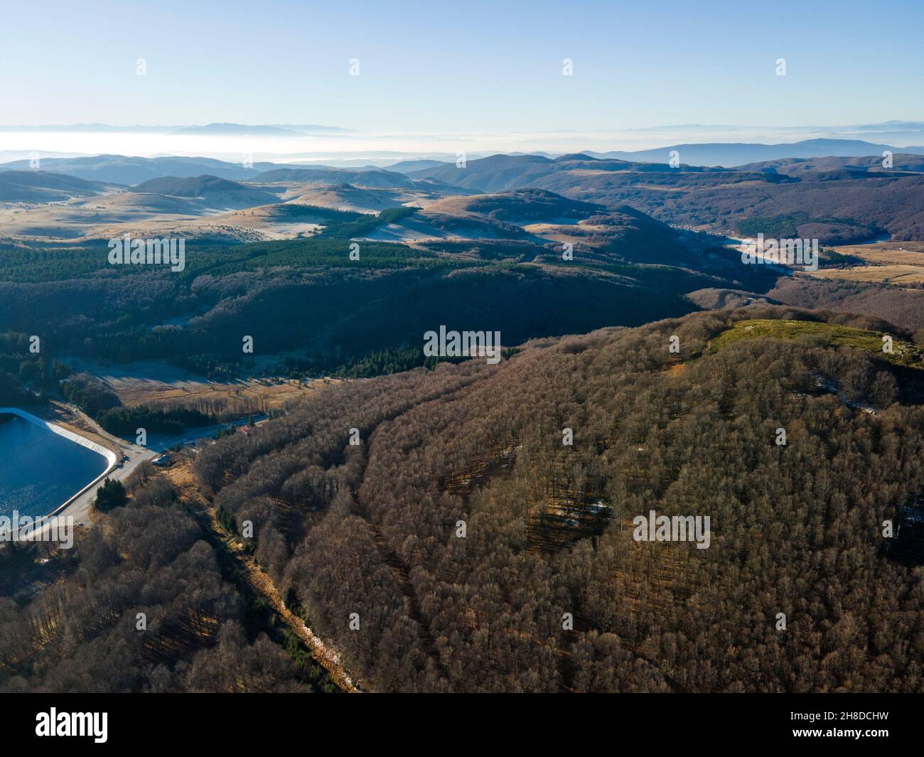 Aerial Autumn view of Petrohan Pass, Balkan Mountains, Bulgaria Stock ...