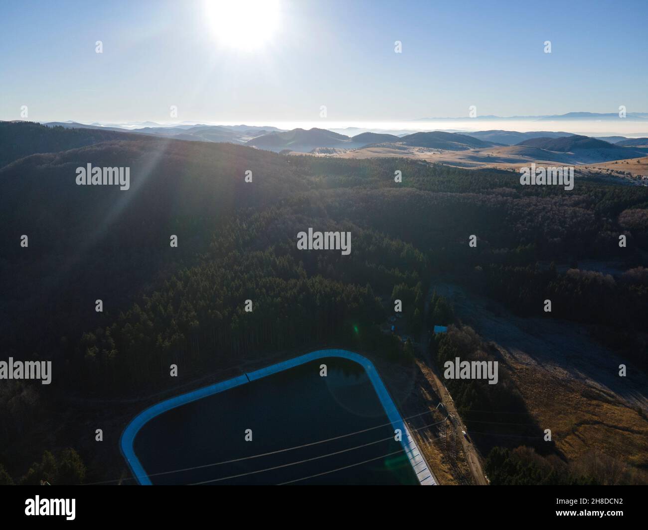 Aerial Autumn view of Petrohan Pass, Balkan Mountains, Bulgaria Stock ...