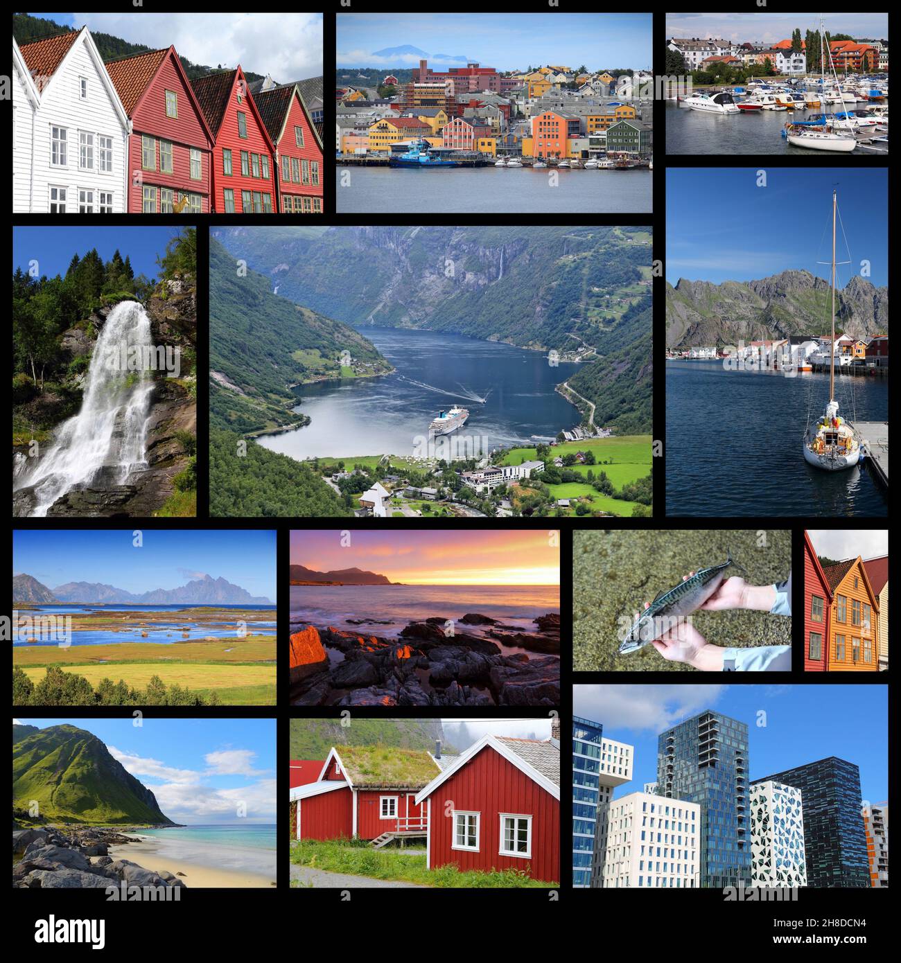 Norway photo collage - travel collection with fiords, Oslo, Bergen ...