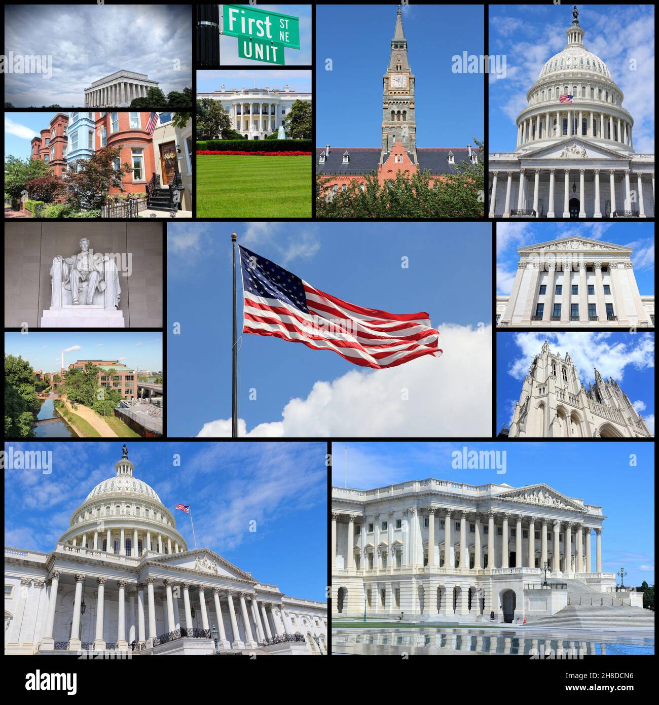 Washington DC travel collage with landmarks and architecture Stock ...